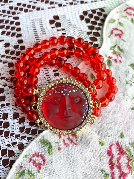 Kirks Folly | Jewelry | Kirks Folly Red Moon Face Glass Beaded ...
